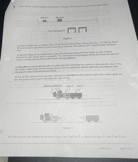 Solved Show All Your Work For Each Part Of The Question The