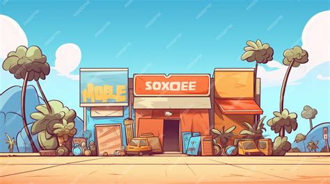 Premium Vector A Cartoon Of A Store Called The Desert