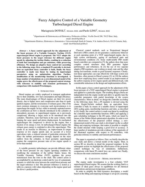 Pdf Fuzzy Adaptive Control Of A Variable Geometry Turbocharged Diesel Engine