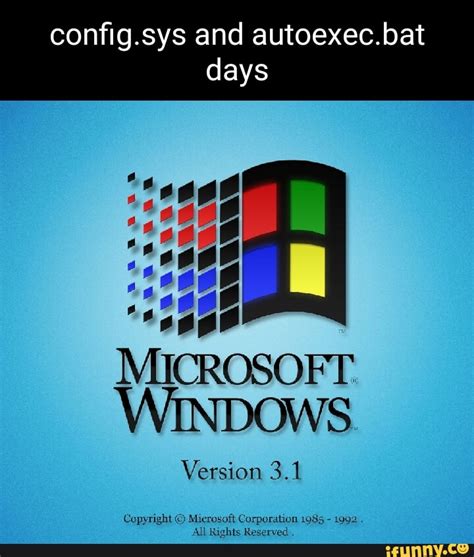 Configsys And Autoexecbat Days I Microsoft Windows Version 31 Copyright Microsoft