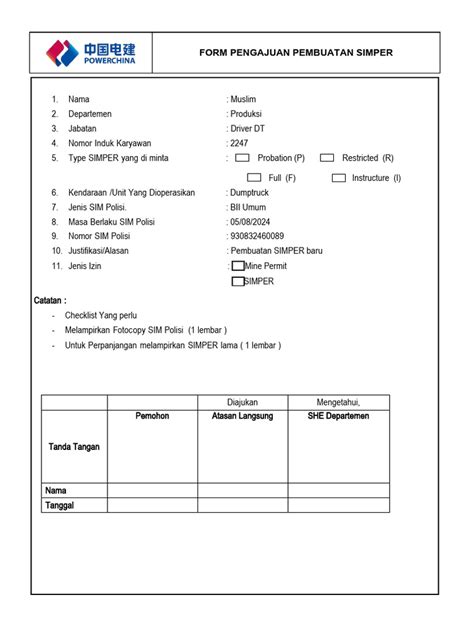 Form Pengajuan Simper Pdf