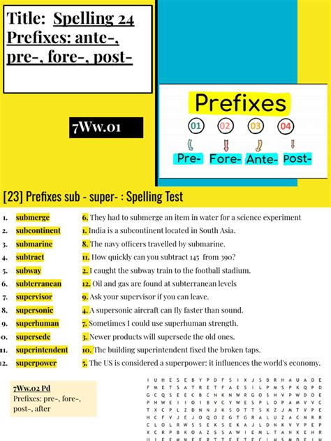 24 Prefixes Pre Fore Post After Pdf