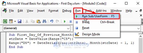 How To Calculate The First Day Of The Month Using Excel Vba 3 Methods
