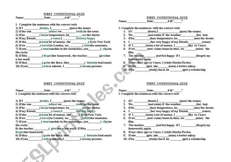 Firt Conditional Quiz Esl Worksheet By Facha