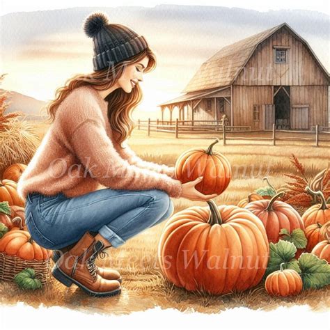 Pumpkin Farm Clipart Bundle Watercolor Fall Harvest Digital Download