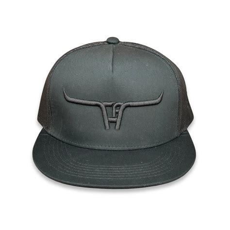 Ca Longhorn Black Puff 6006 Black Black Mesh Snapback Cap 2025