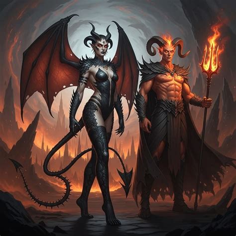Demonic Ladyboy With Bat Wings And Satan In Stockings Ai Art