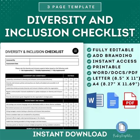 Diversity And Inclusion Checklist Probiztemplates