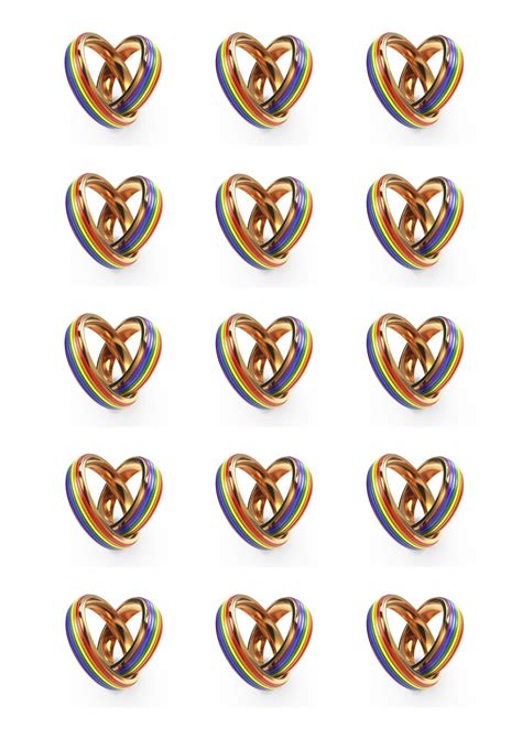Design Sheet Edible Image Rainbow Interlocking Wedding Rings Kiwicakes