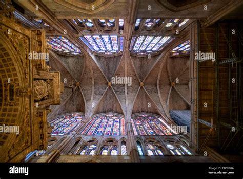 Ceiling Of Gothic Facade Of Santa María De León Cathedral Also Called