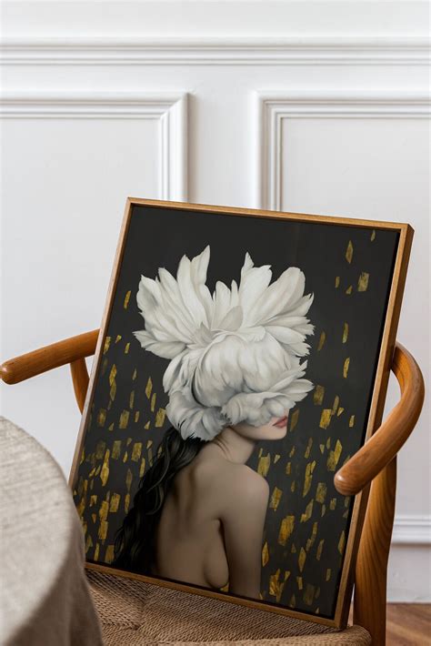Bird Feather Head Naked Woman Canvas Canvas Wall Art Canvas Canvas Print Minimalist Home