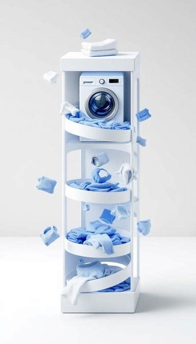 Free Floating Laundry Tower Image Minimal Laundry Washer Download At Stockcake