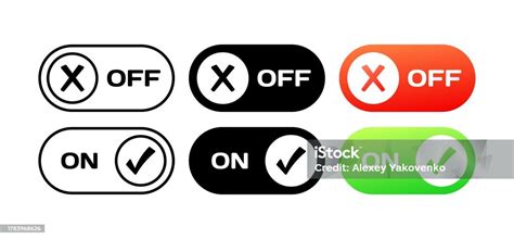 On Off 버튼 다양한 스타일 색상 On Off 슬라이더 켜기 끄기 버튼 벡터 아이콘 거절에 대한 스톡 벡터 아트 및 기타 이미지 Istock