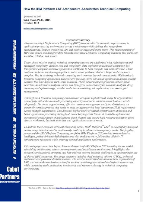 Pdf How The Ibm Platform Lsf Architecture Accelerates Technical
