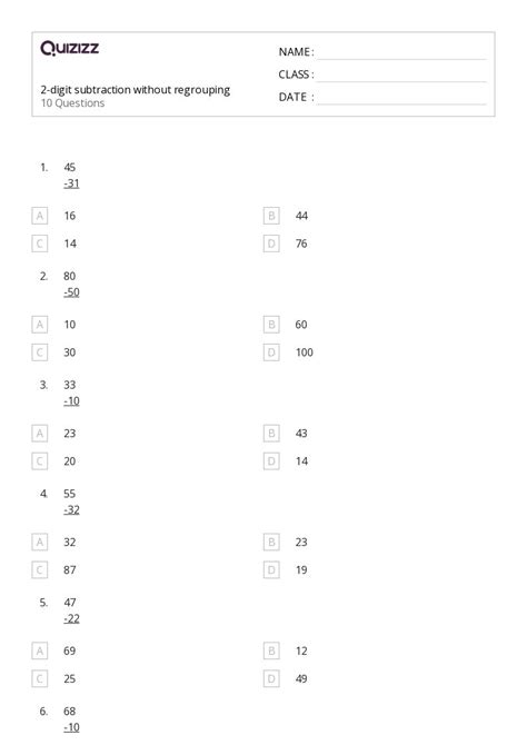 50 Multi Digit Subtraction Worksheets On Quizizz Free And Printable
