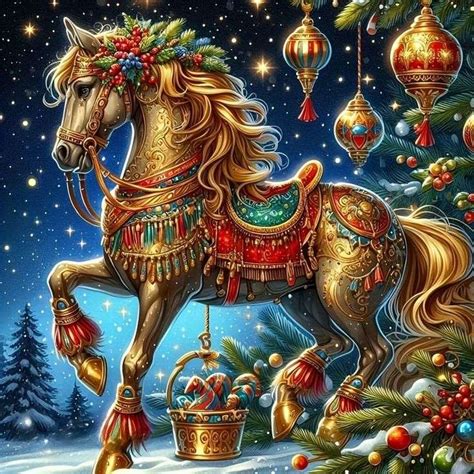 Gold Horse Christmas Online Puzzle