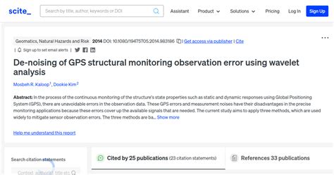 De Noising Of Gps Structural Monitoring Observation Error Using Wavelet Analysis