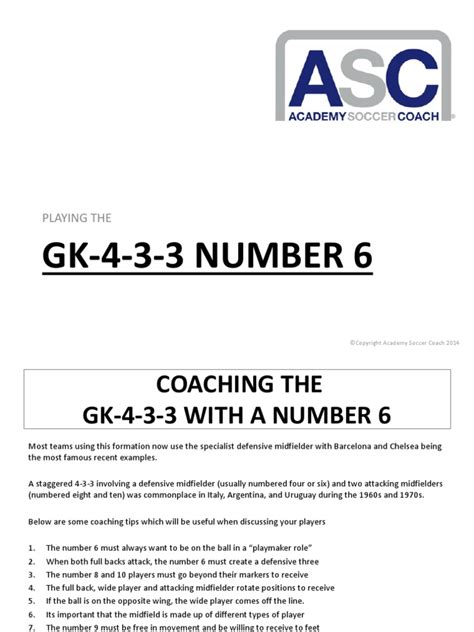433 Number 6 Formation E Book Pdf Defender Association Football