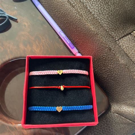 Set Of 2 Personalized Initial Bracelets With Black Heart Love Charm