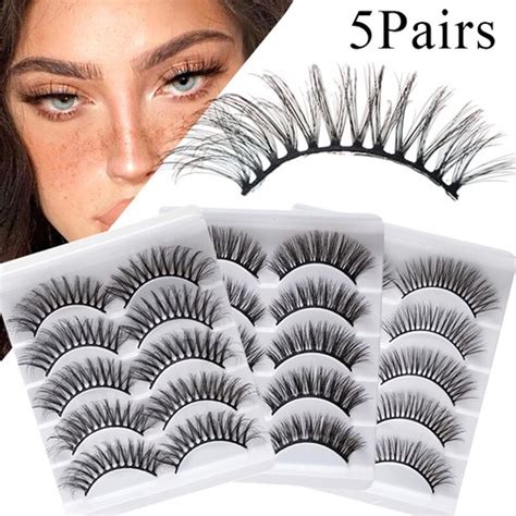 5 Pair 3d Natural Bushy Cross False Eyelashes Mink Hair Eye Lashes