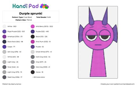 Durple Sprunki Fuse Bead Pattern Kandi Pad Kandi Patterns Fuse