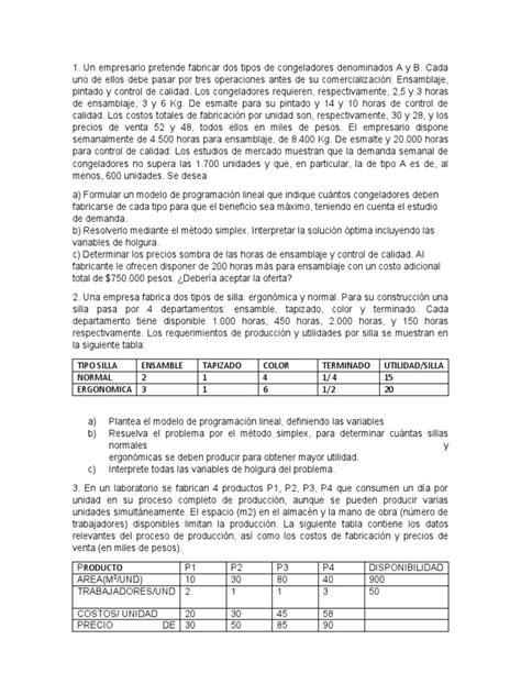 Ejercicios Simplex Pdf Programación Lineal