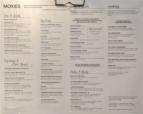 Moxies Houston Restaurant Menu Updated November 2025