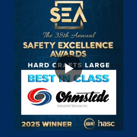 Celebrating Safety Excellence At Ohmstede Industrial Services We Are