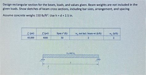 Solved Design Rectangular Section For The Beam Loads And