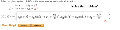 Solved Differential Equations Solve The Given System Of