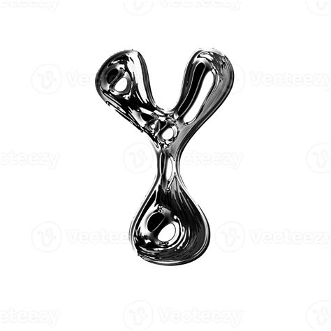 Y Alphabet With Y2k Liquid Metallic Chrome Effect 26791020 Png