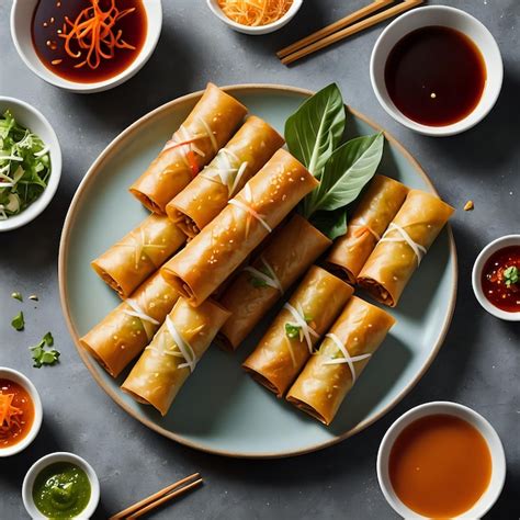 Delicious Spring Rolls Premium Ai Generated Image