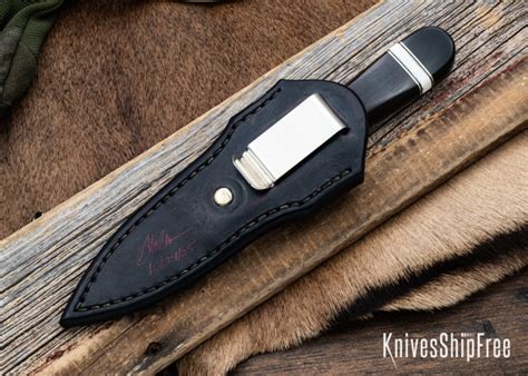 Alan Warren Custom Knives2647 Boot Knife African Blackwood Fossil Walrus Musk Ox Nickel