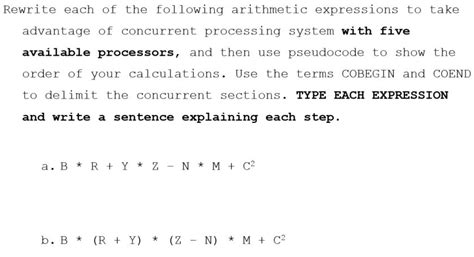 solved rewrite each of the following arithmetic expressions