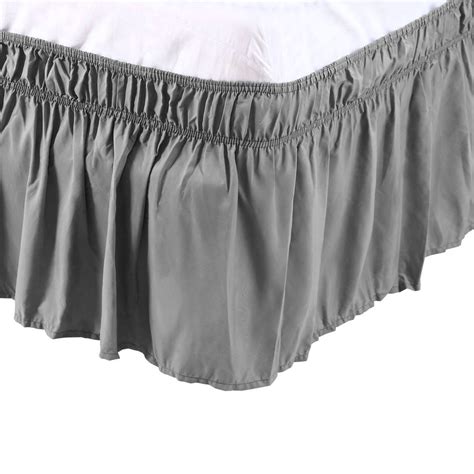 Holzlrgus Wrap Around Dust Ruffle Bed Skirt 15 Drop Gray Full