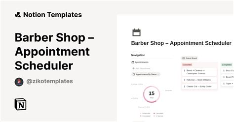 Barber Shop Appointment Scheduler Template Notion Marketplace