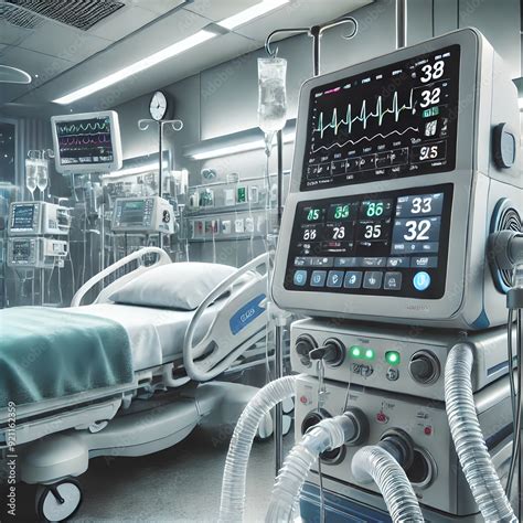 Icu Room Equipped With Advanced Medical Devices Focusing On The