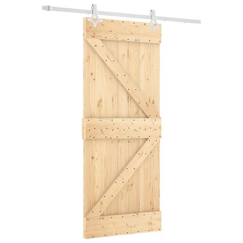 Modern Sliding Door With Hardware Set 85x210 Cm Solid Wood Pine