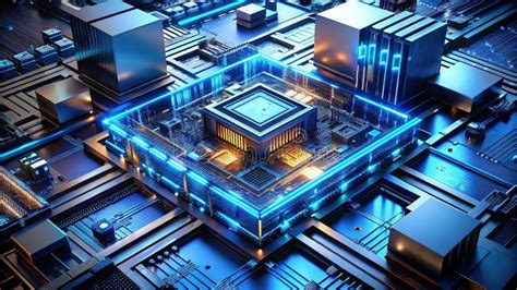 Intricate Quantum Computing Architecture A Futuristic Glowing Blue Visualization Of Advanced