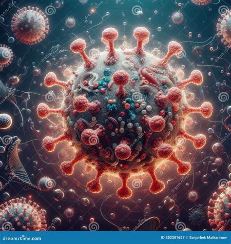 Virus Structure Show The Protein Coat And Genetic Material Of A Stock