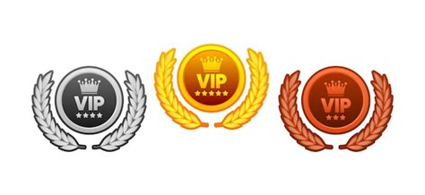 Premium Vector Set Vip Badges In Gold Silver And Bronze Color Exclusive Round Labels Three Vip