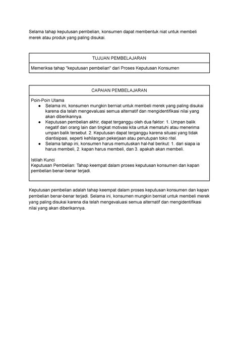 Purchase And Post Purchase Behavior Selama Tahap Keputusan Pembelian