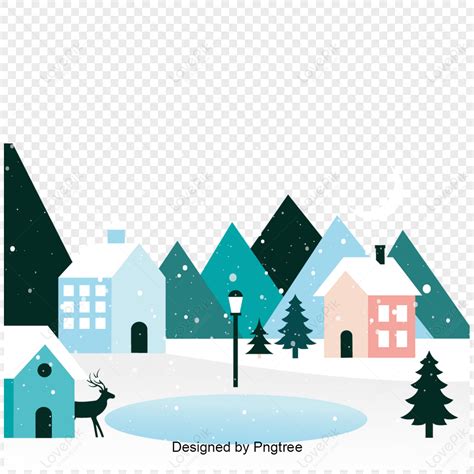 벡터 만화 자유형 겨울 있습니다 시골 풍경경관장식 Png 일러스트 무료 다운로드 Lovepik