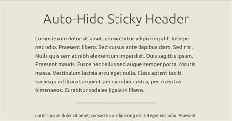 Auto Hide Sticky Header By Osvaldas Valutis