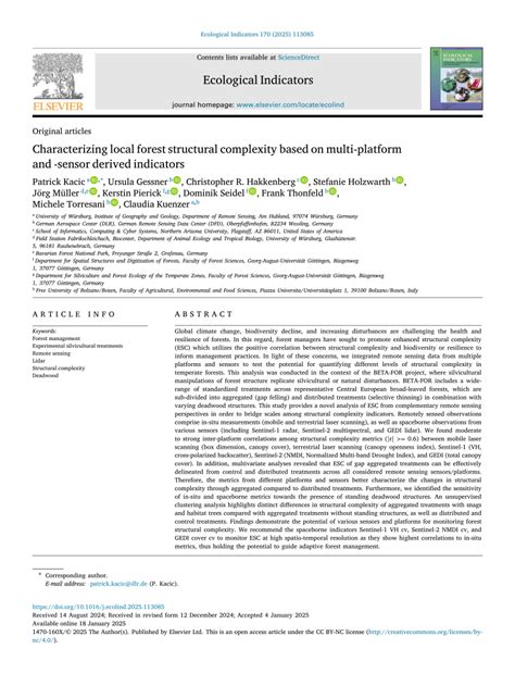 Pdf Characterizing Local Forest Structural Complexity Based On Multi Platform And Sensor