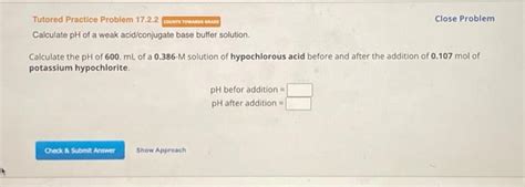 Solved Calculate Ph Of A Weak Acid Conjugate Base Buffer
