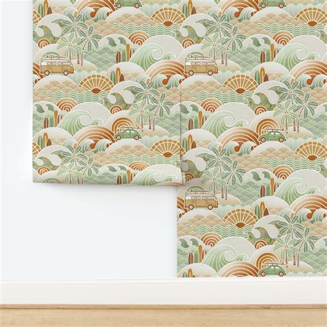 California Dreaming Sea Sun And Surf Vintage Colors Green And Gold Wall