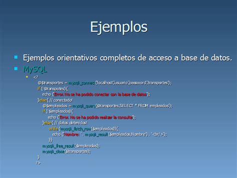 Acceso a bases de datos con MySQL y ODBC desde PHP página