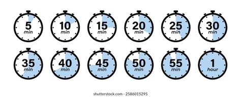 87374 Clock Set 5 10 15 20 25 30 35 40 45 50 55 Royalty Free Images