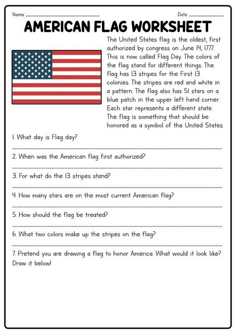 American Flag Worksheets Printable Grammar Worksheett